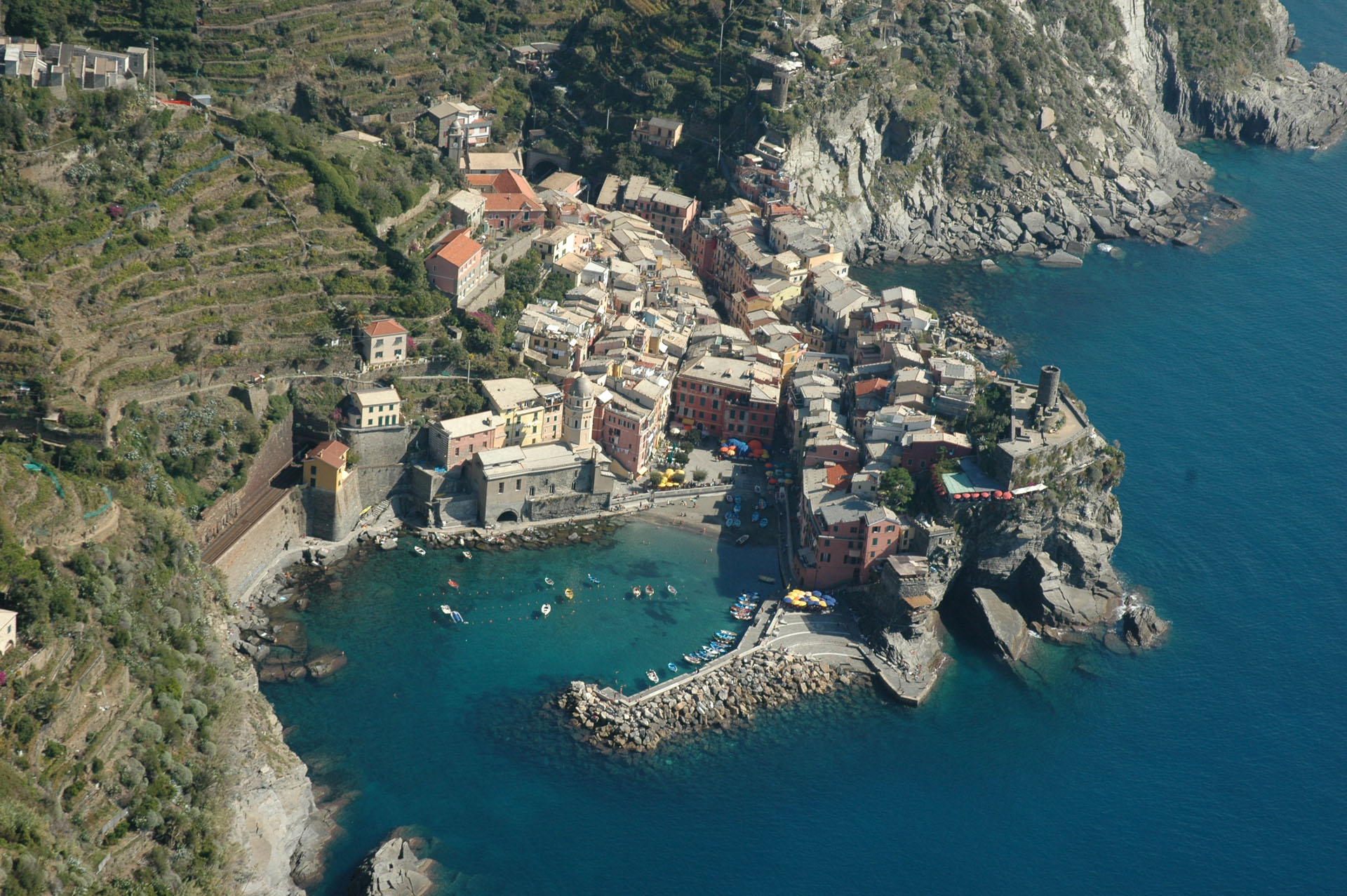 Vernazza, an ancient Genoese port and second of the Cinque Terre from ...